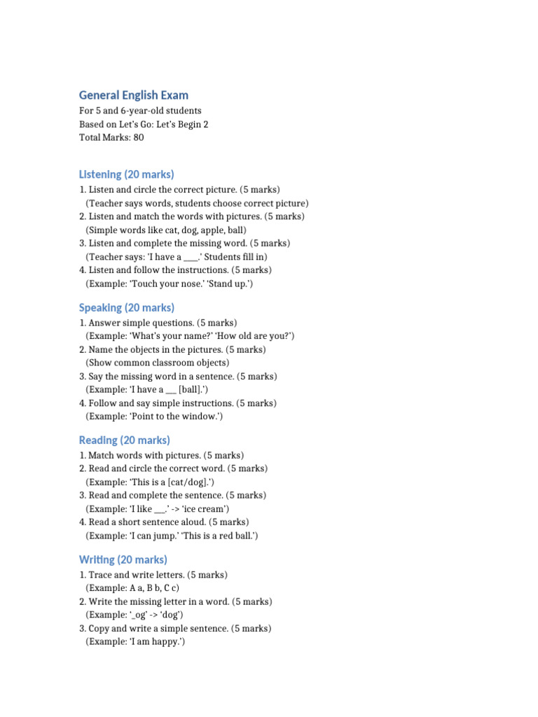 General English Exam Lets Begin 2 | PDF