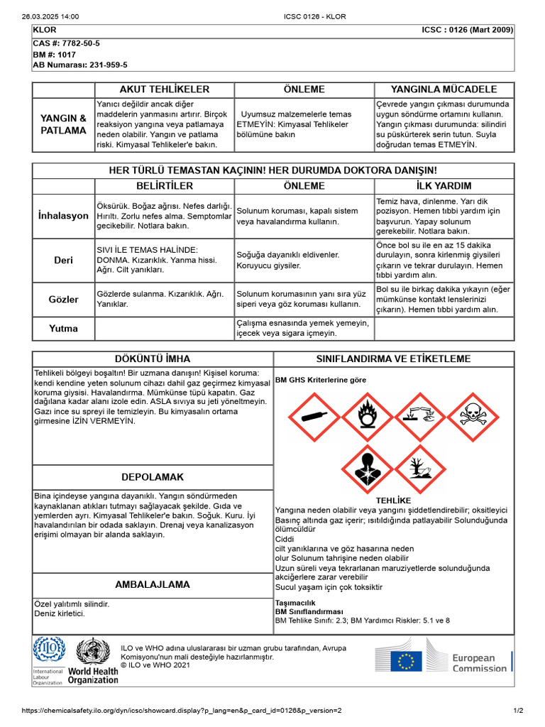 Icsc 0126 - Klor | PDF