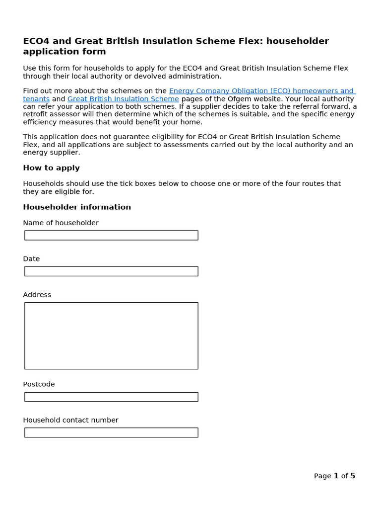 Great British Insulation Scheme and ECO4 Flex Householder Application ...