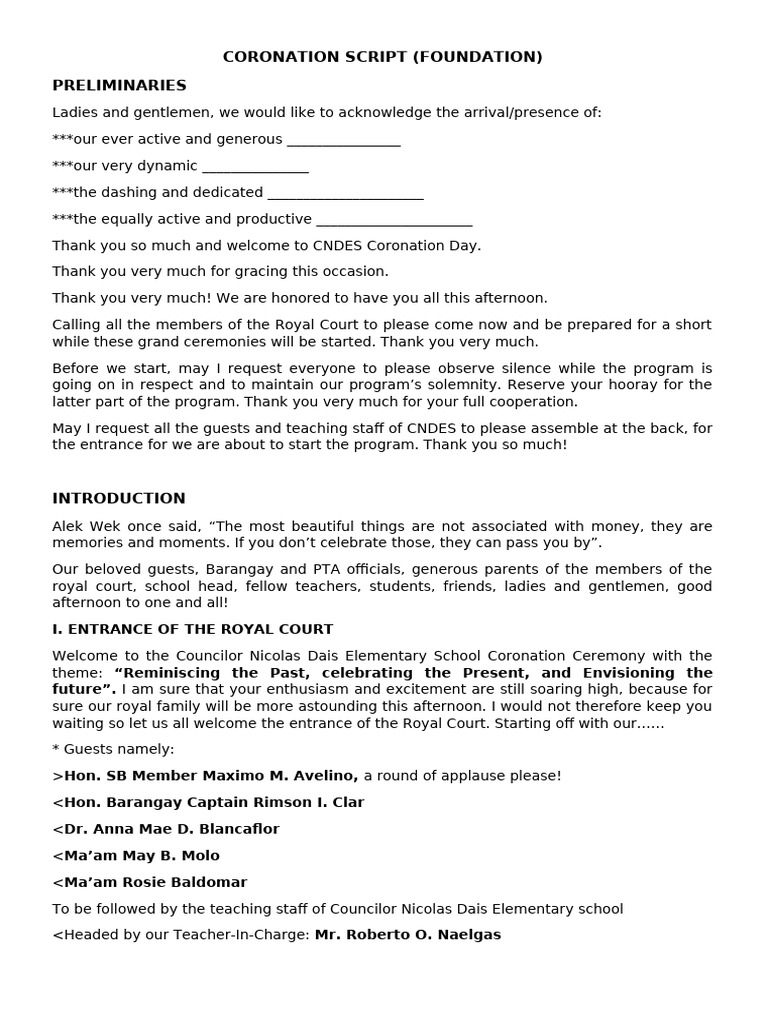 Foundation - Coronation Script | PDF
