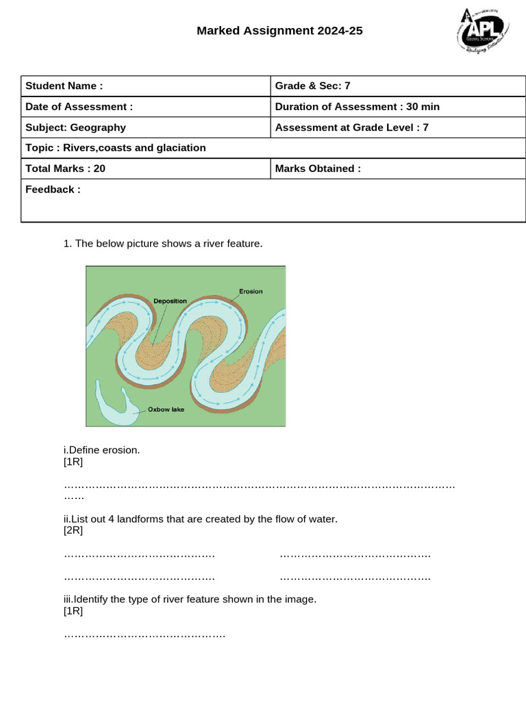MA1 - GR 7 - SEM 2 - Geography-Rivers, Coasts and Glaciation | PDF ...