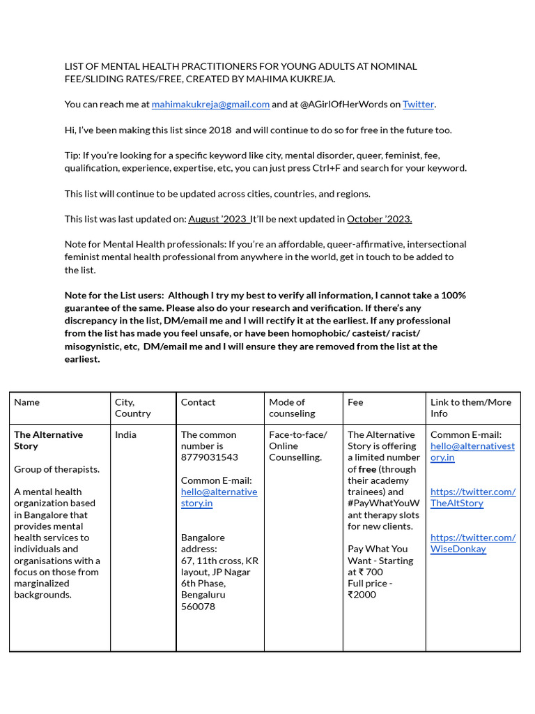 Mental Health Resources | PDF | Psychotherapy | Cognitive Behavioral ...