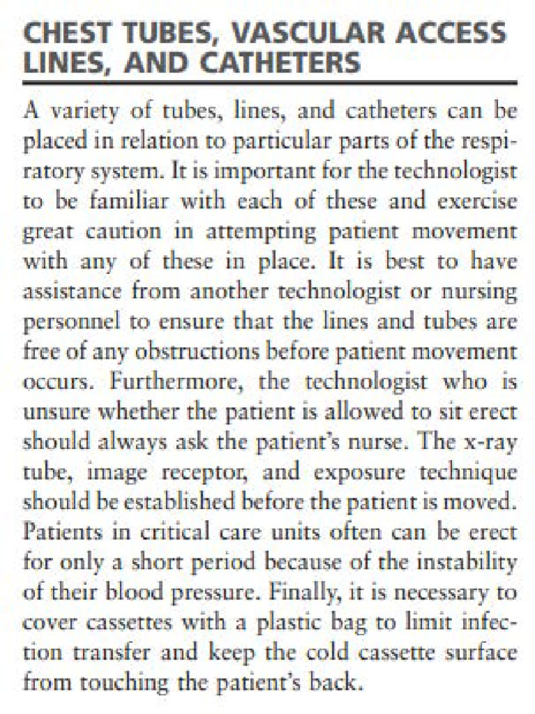 Chest Tubes, Vascular Access Lines, & Catheters | PDF