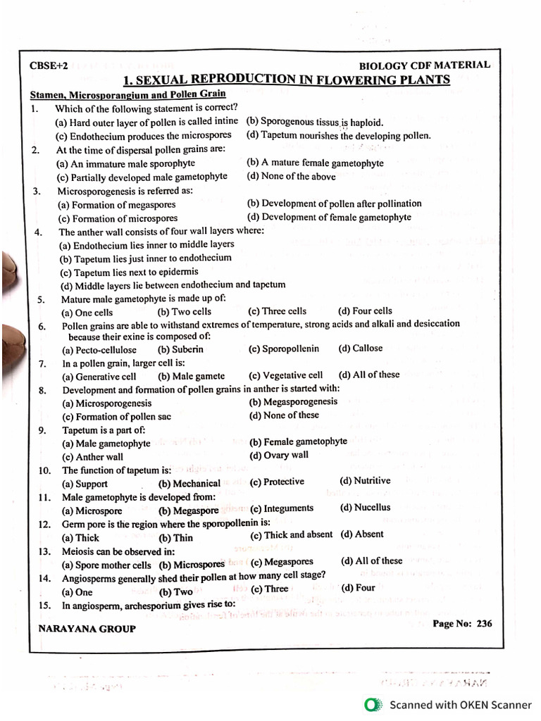 CDF - Class Xii Sexual Reproduction in Flowering Plants (Botony) | PDF