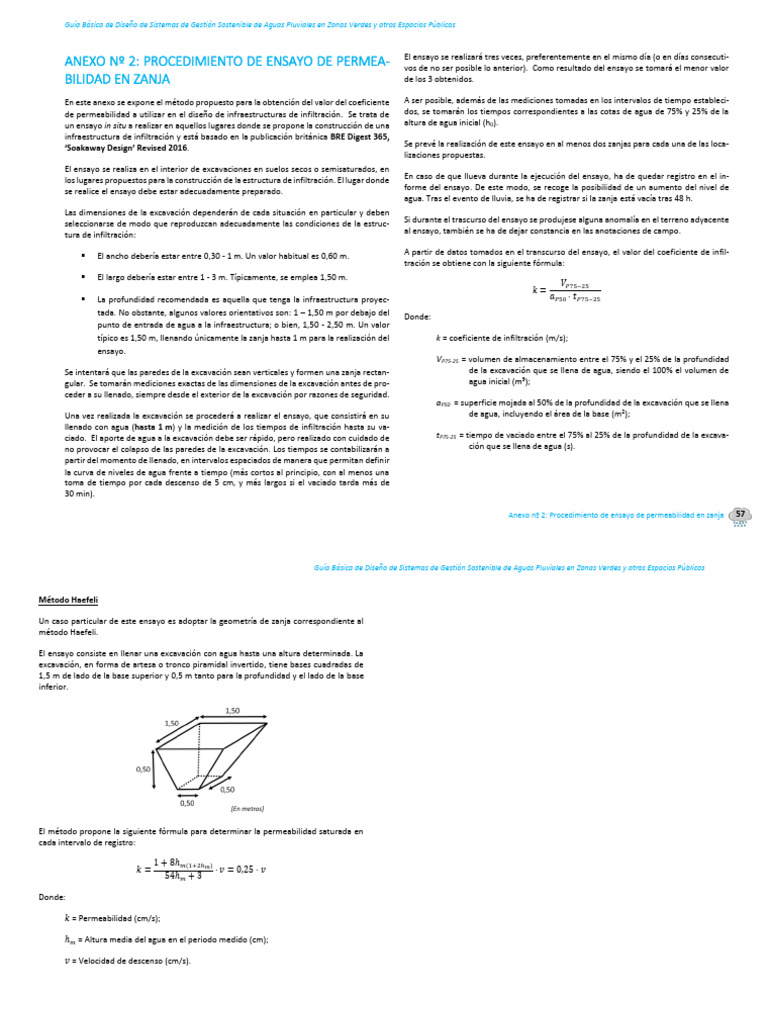 Método Haefeli para Permeabilidad en Zanjas | PDF