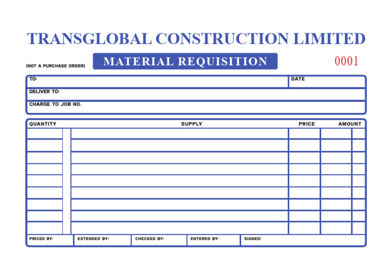 Material Requisition Form Template | PDF