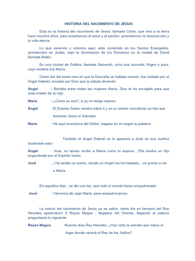 Historia Del Nacimiento de Jesus | PDF | María, madre de Jesús ...