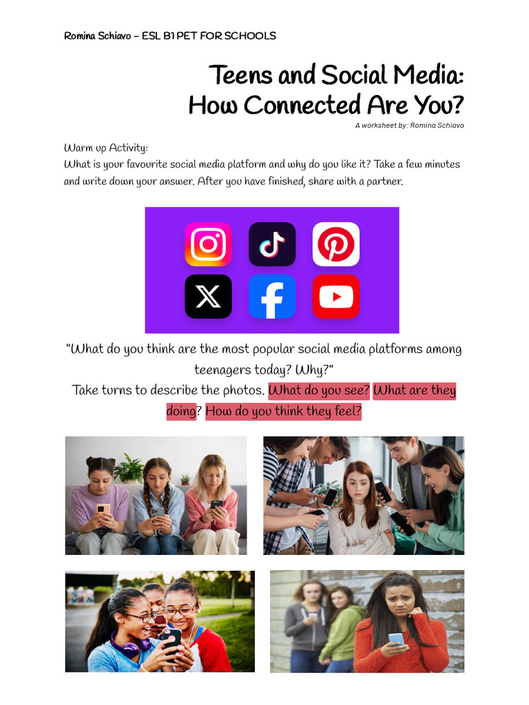Teens and Social Media b1 Pet For Schools | PDF | Adolescence | Snapchat