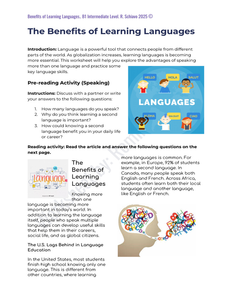 The Benefits of Learning Languages - Reading, Listening, Vocabulary ...