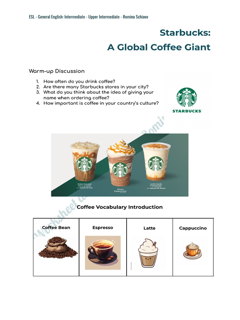 Starbucks: Coffee Culture and Vocabulary | PDF | Starbucks | Coffee