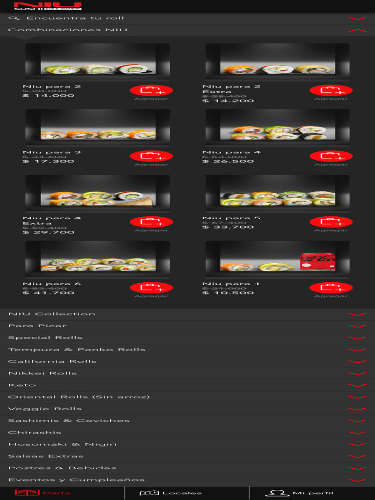 Carta de Niu Sushi y Menú Variado | PDF | Cocina japonesa | Alimentos