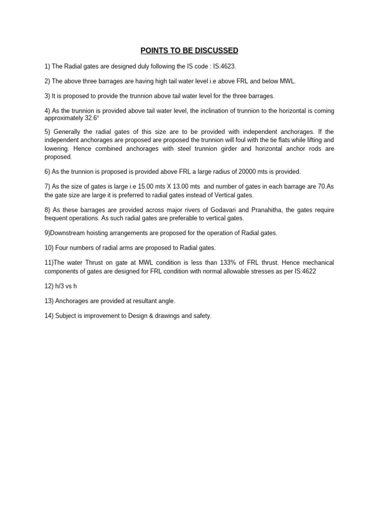 Radial Gates Points To Be Discussed | PDF