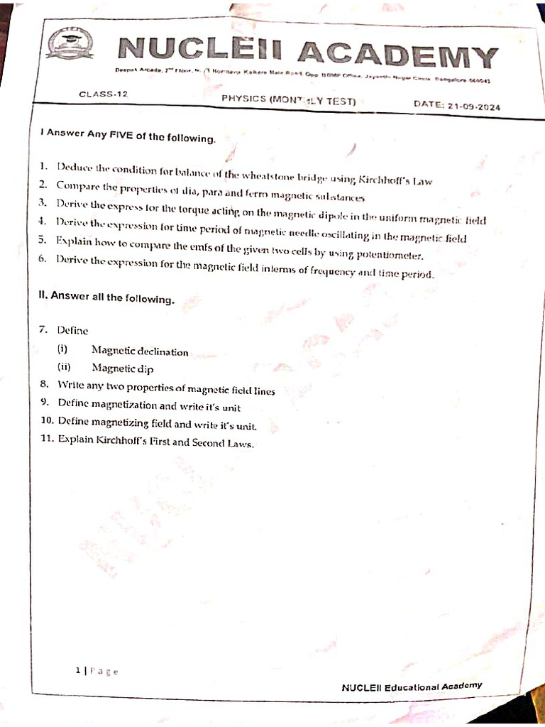 2nd Puc Physics Important Ques | PDF