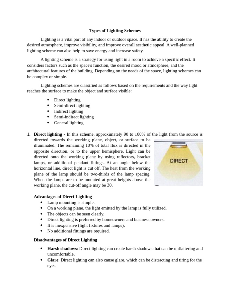 Types of Lighting Schemes Explained | PDF | Lighting | Shadow