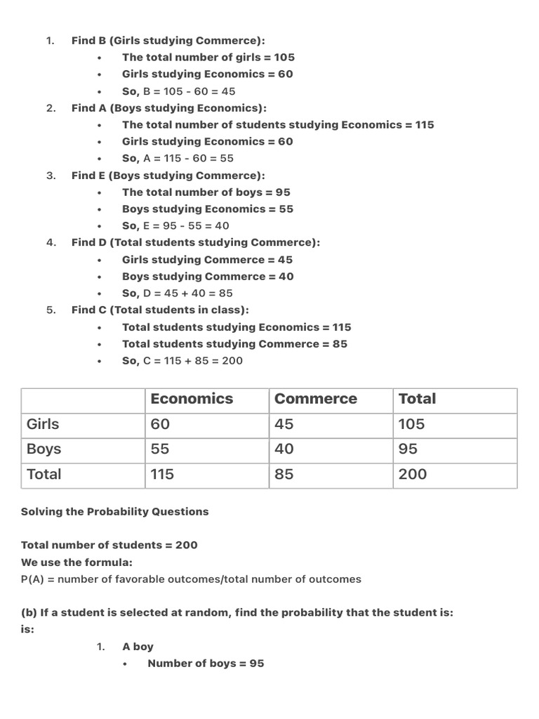 1.find B (Girls Studying Commerce) | PDF | Mathematics | Probability Theory