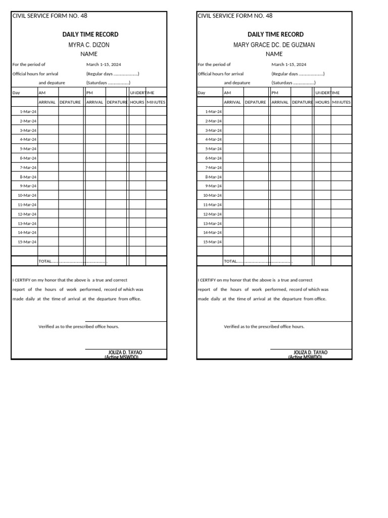 DTR Format 2016 | PDF