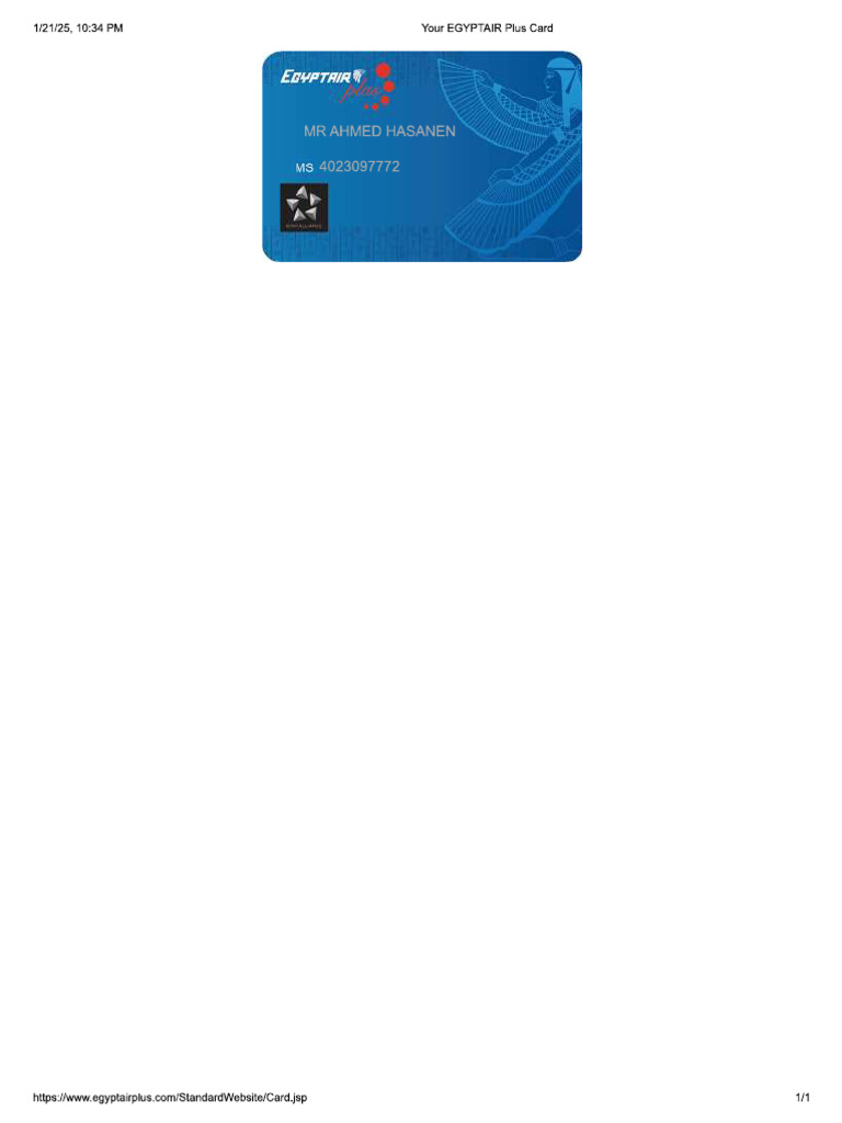 EgyptAir Loyalty Card | PDF