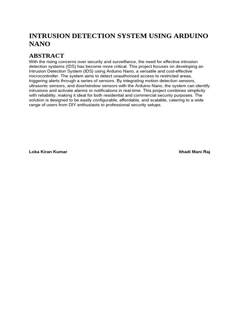 Patent IntrusionDetection | PDF | Arduino | Sensor