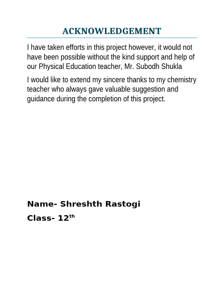 Acknowledgment for Project Support | PDF