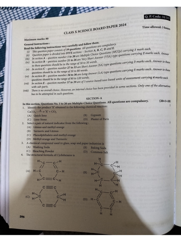 Cbse Class 10th Board Paper 2024 Part 1 | PDF