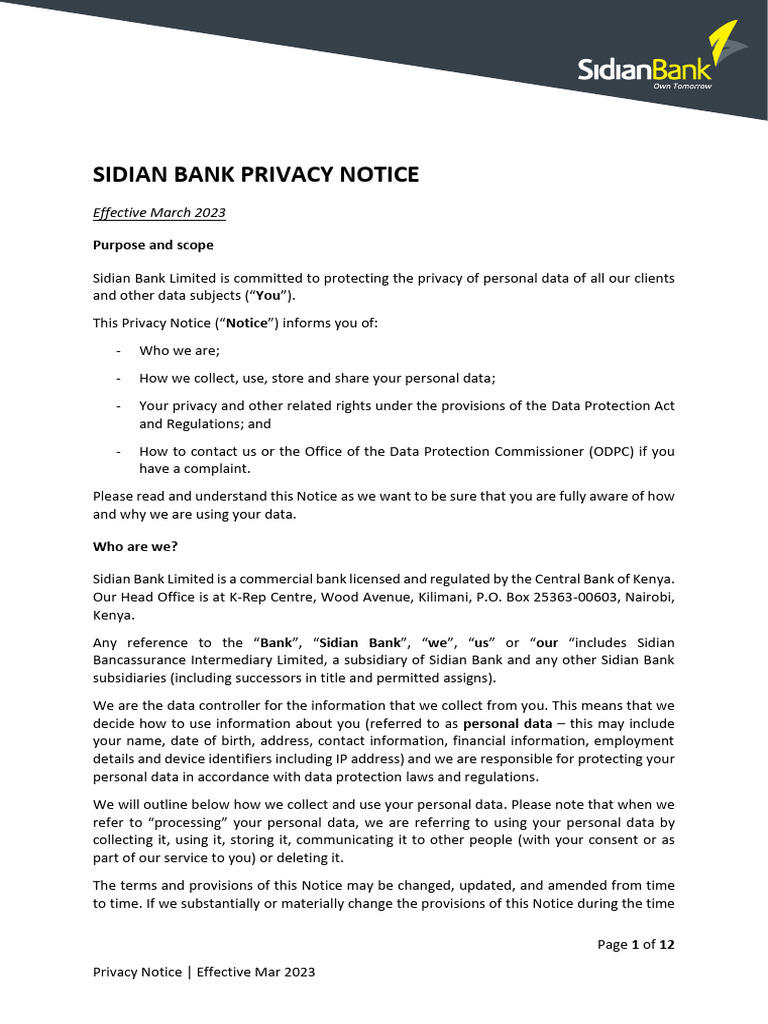 Sidian Bank Privacy Notice | PDF | Http Cookie | Credit Card