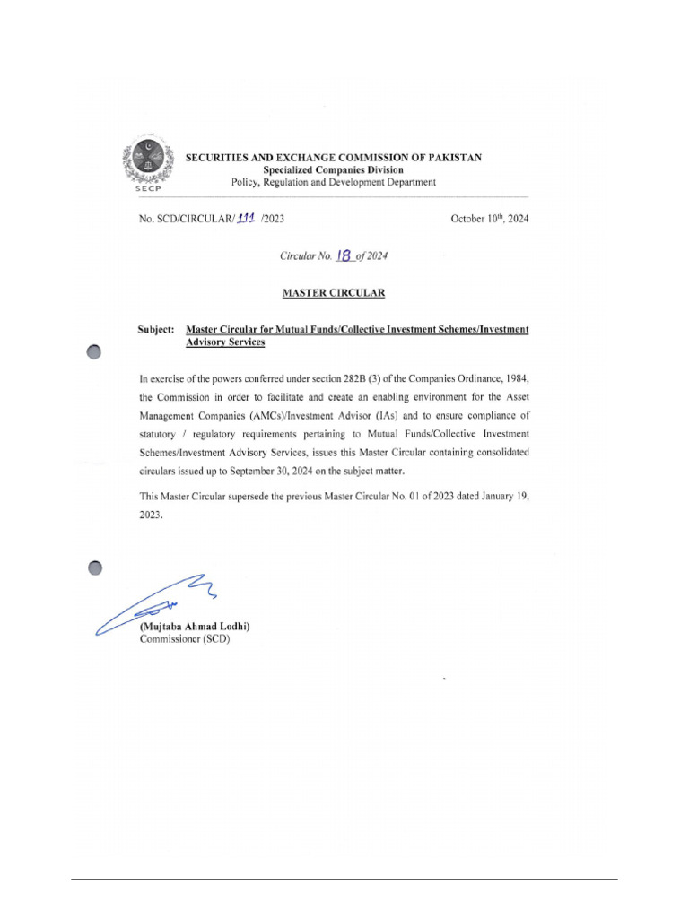 Master Circular on Mutual Funds Regulations | PDF | Investment Fund ...