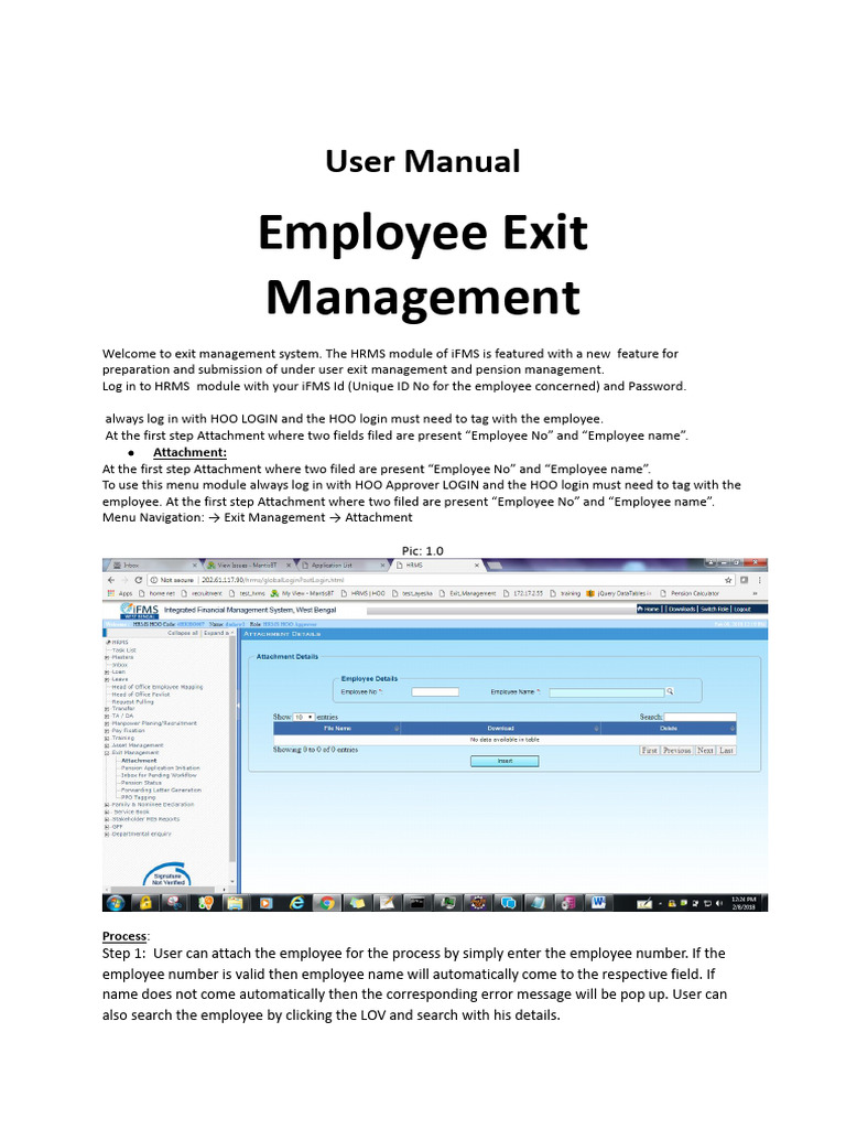 Exit Management System User Manual | PDF | Pension | Login
