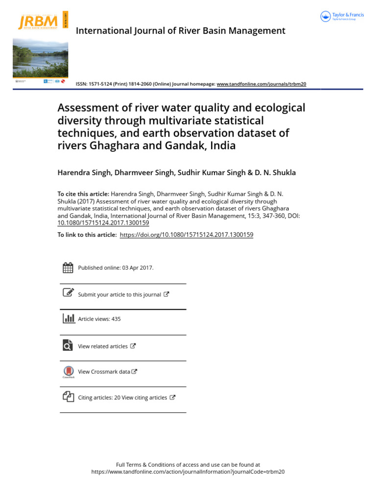 Assessment Of River Water Quality And Ecological Diversity Through Multivariate Statistical