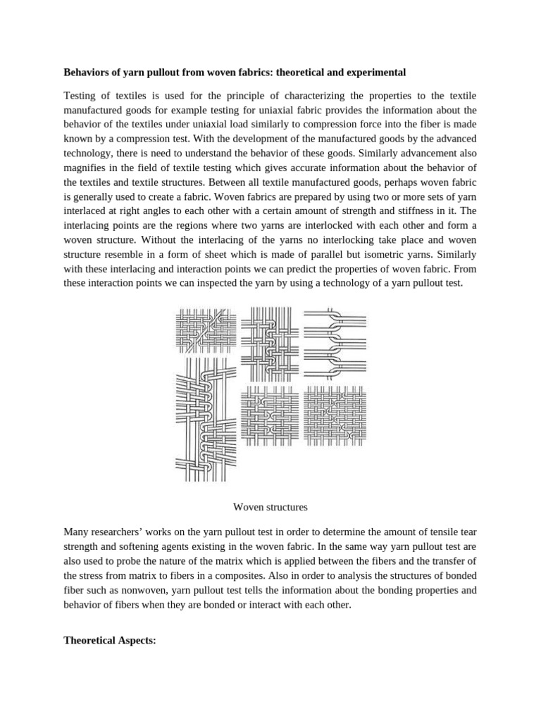 Behaviors of yarn pullout from woven fabrics | PDF | Textiles | Composite Material
