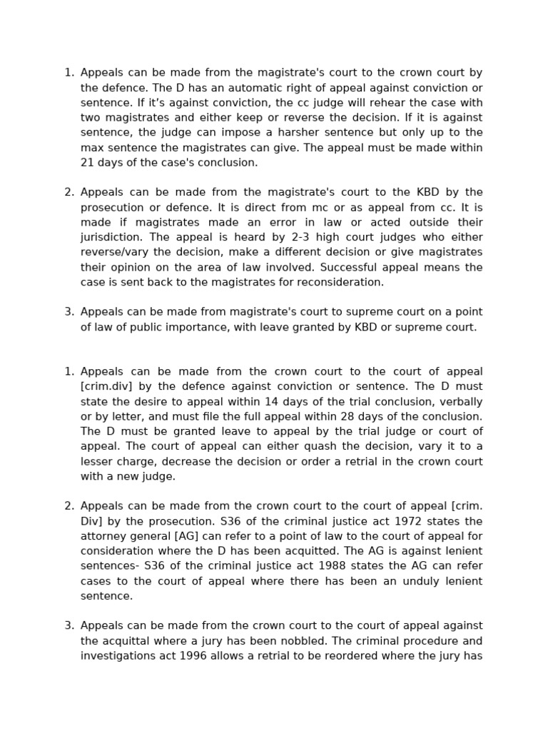 Criminal Court Appeal Routes | PDF | Appeal | Acquittal