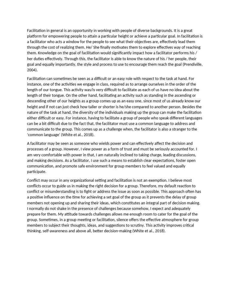 Group Work - Reflection-1 | PDF | Goal | Facilitator