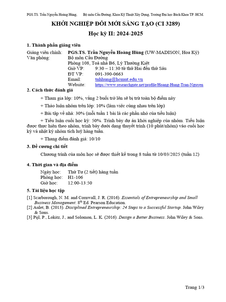 Syllabus - Spring - 242 - CI3289 - L01 | PDF