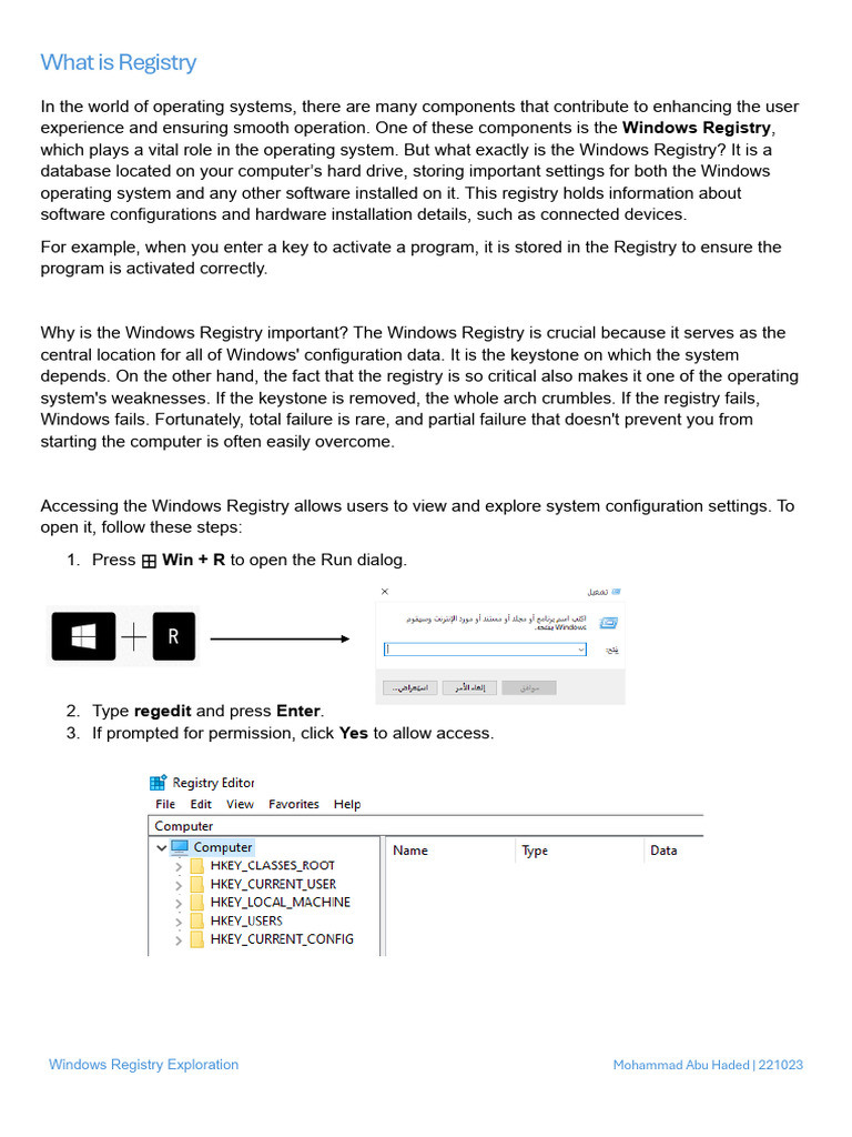 Windows Registry Exploration | PDF | Windows Registry | System Software