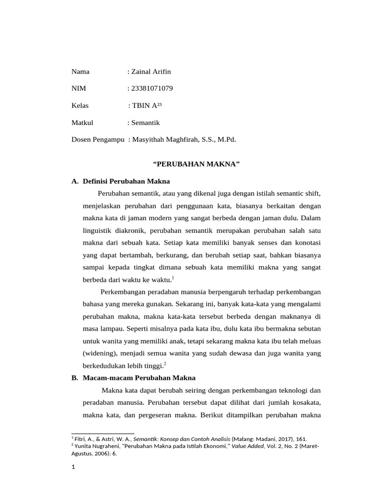 SEMANTIK (Kel 6 - Zainal Arifin) | PDF