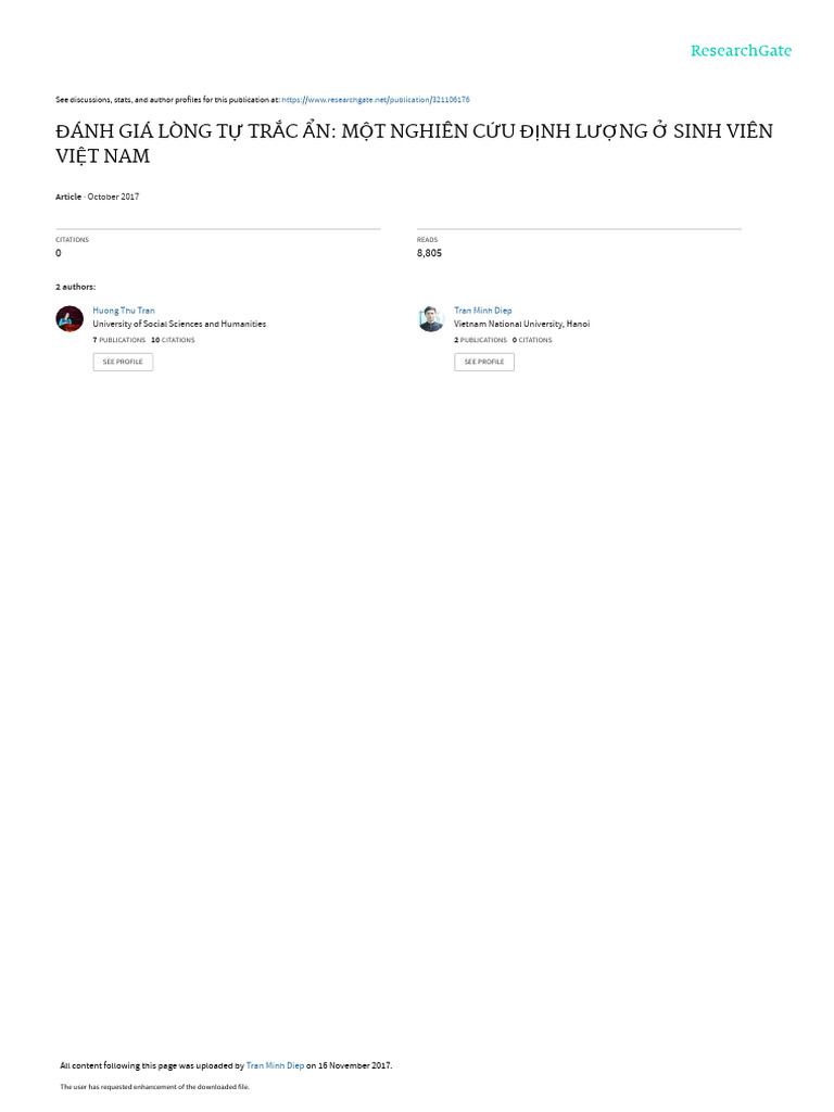 Ánh Giá Lòng T TR C N: M T Nghiên C U NHL NG Sinh Viên VI T Nam | PDF