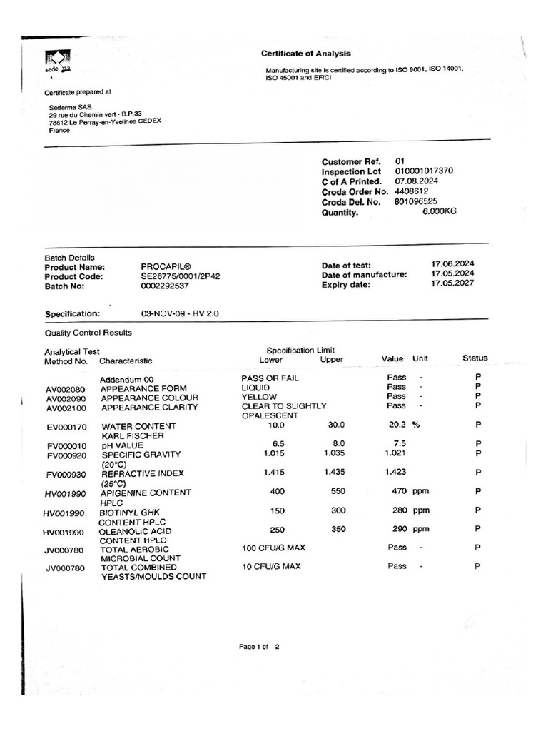 Procapil Coa PDF | PDF