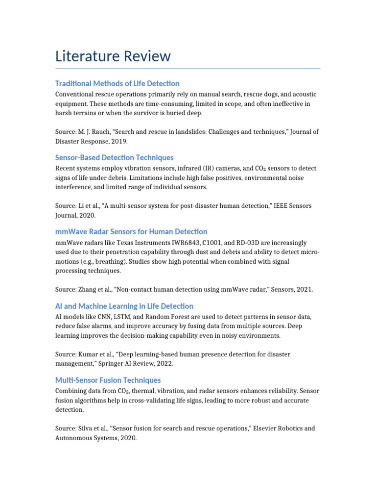 Literature Review Life Detection Landslide | PDF | Radar | Artificial ...