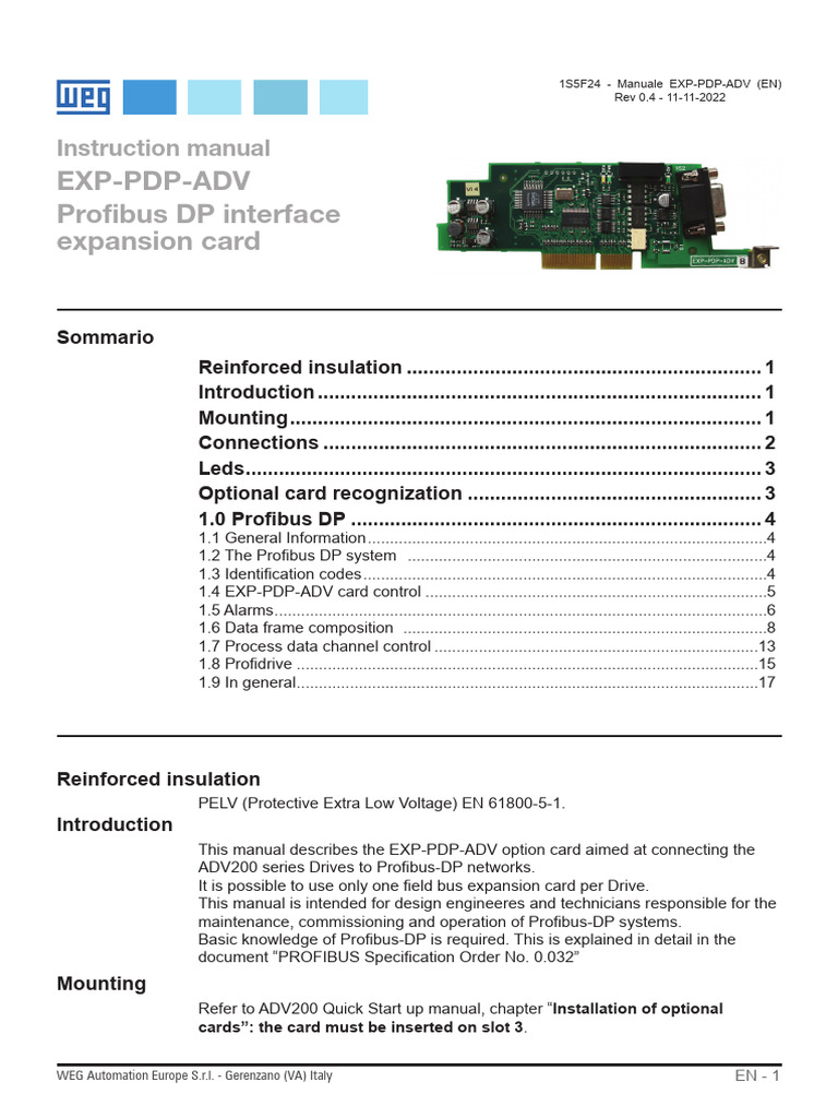Weg Adv200 Instruction Manual Exp PDP Adv Profibus DP 1s5f24 en | PDF | Parameter (Computer ...