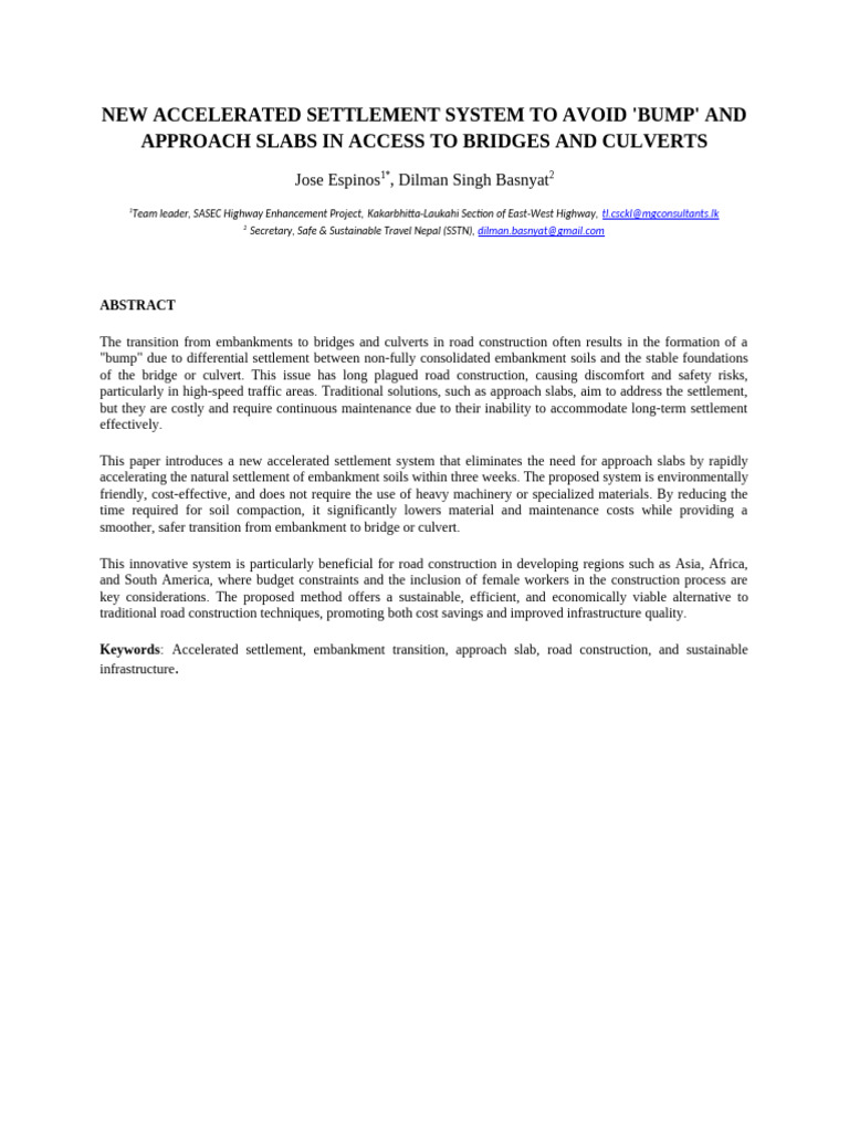 Accelerated Settlement System for Roads | PDF