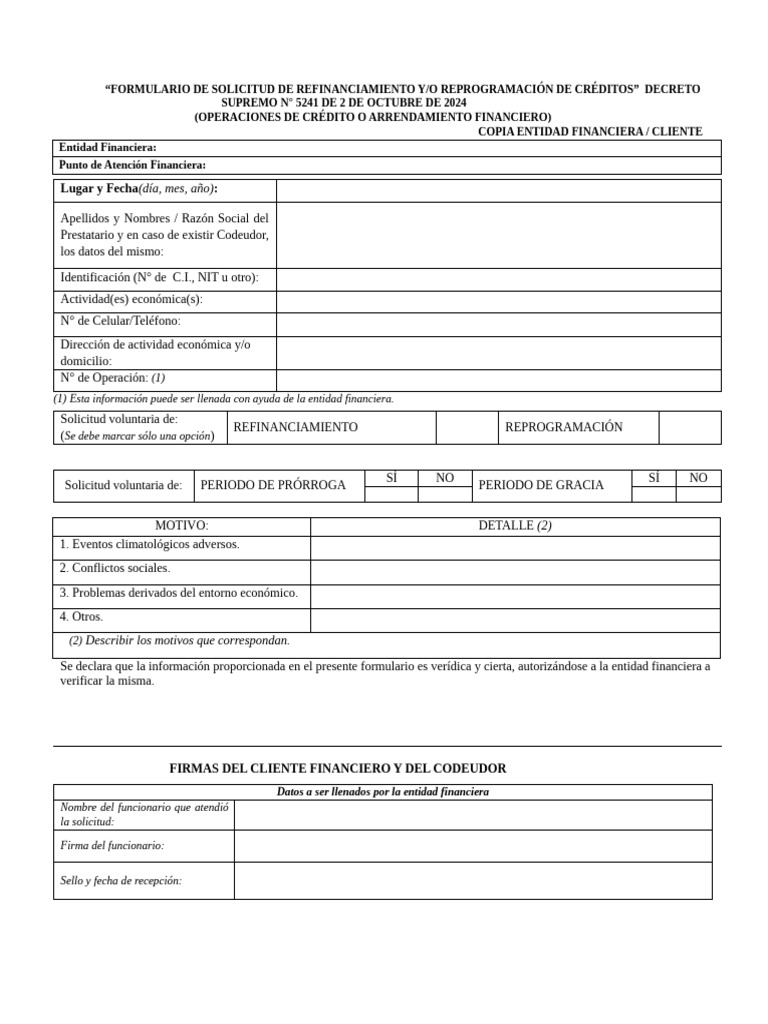 Eif - Ef - Form Refinanciamiento - Reprogramacion - de - Creditos ...