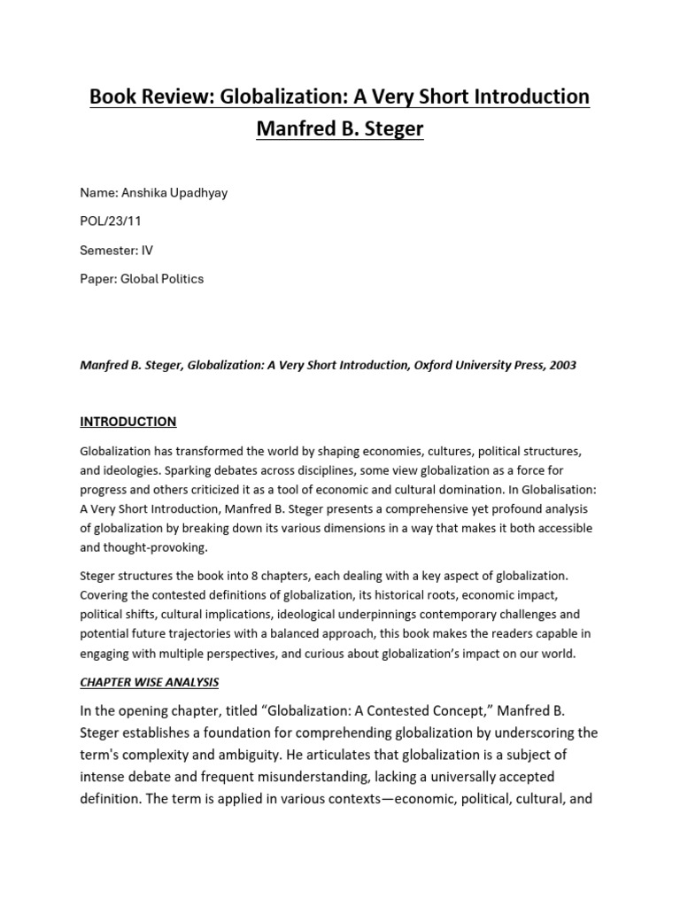 Review of Steger's Globalization Insights | PDF | Globalization ...