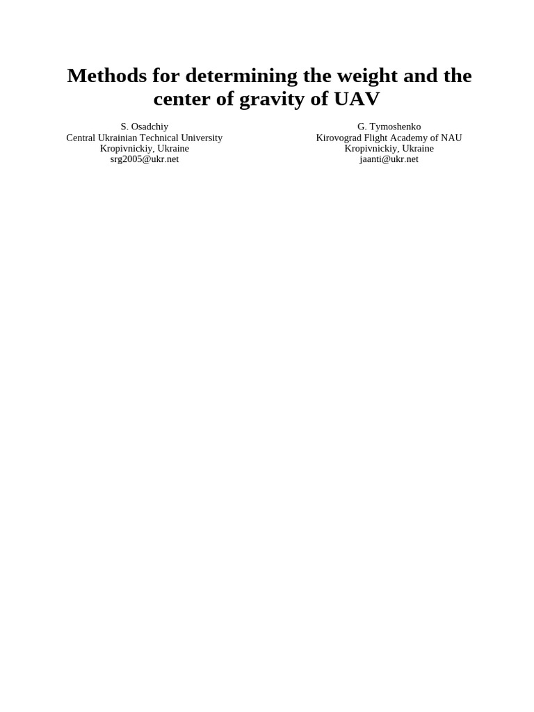 Masscontrolandcentering | PDF | Unmanned Aerial Vehicle | Weight