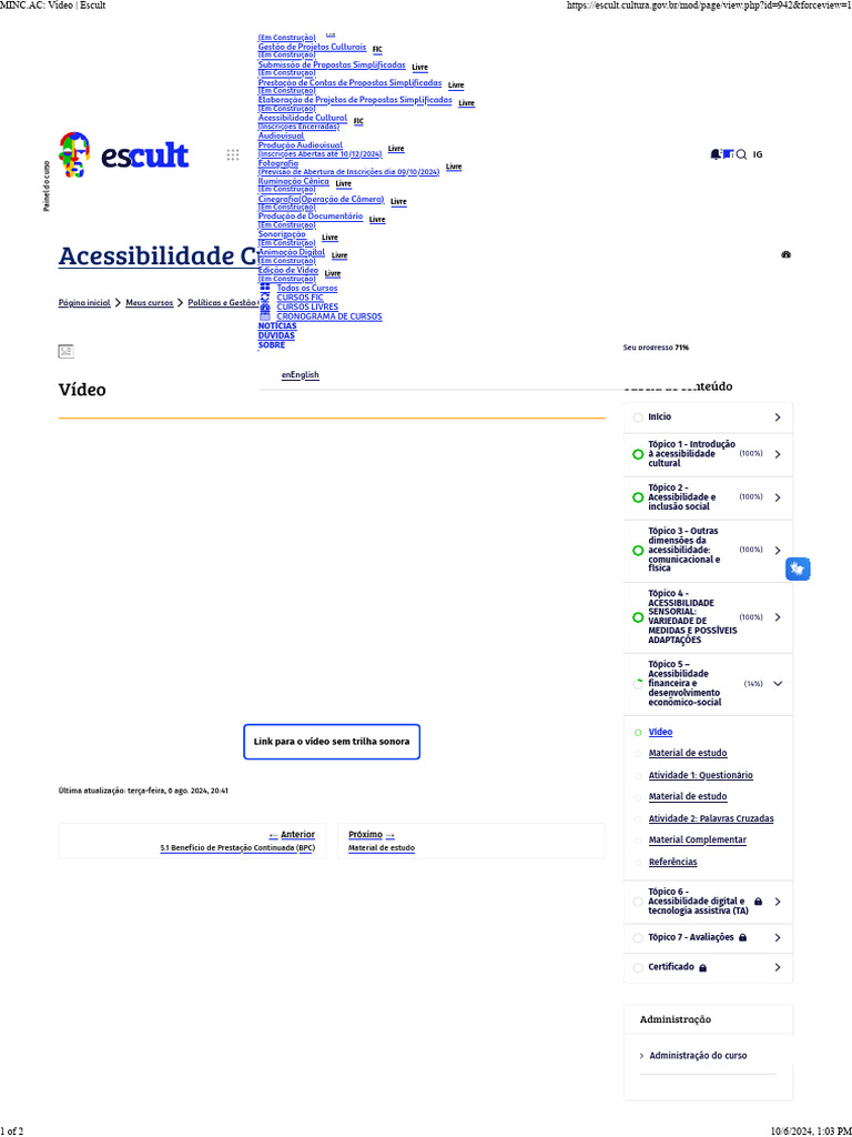 MINC - Ac - Vídeo - Escult | PDF | Acessibilidade