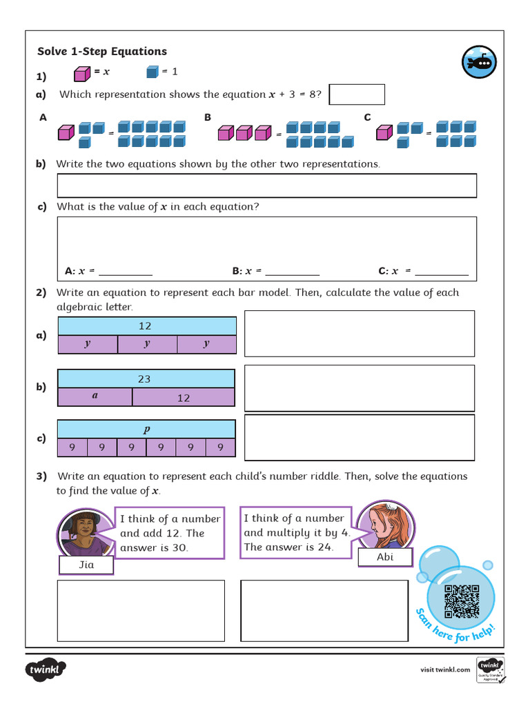 1-Step Equations Review + ANS | PDF | Subtraction | Equations
