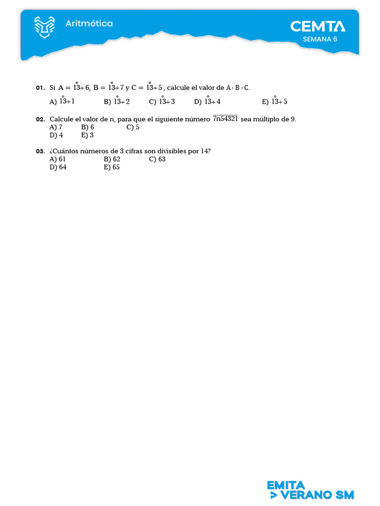 Aritmética - EMITA - Semana 06 | PDF