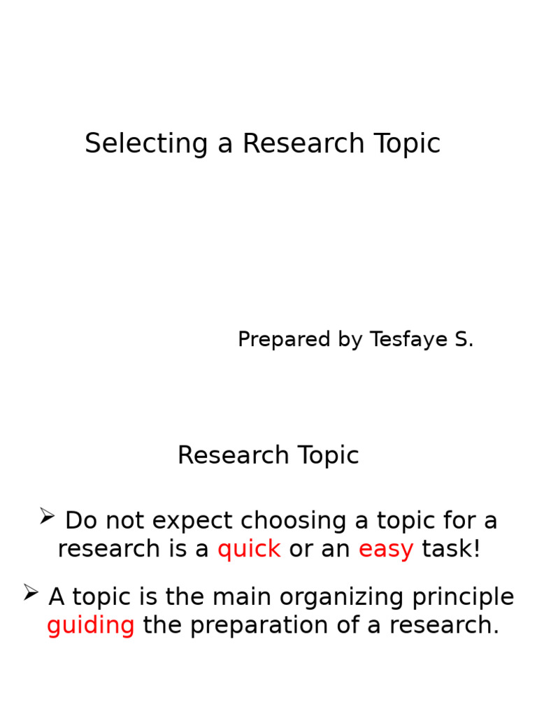 How to Select a Research Topic | PDF