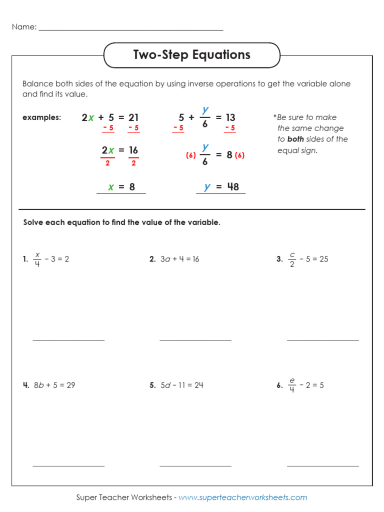 Two-Step-Equations Guided Notes | PDF | Equations | Mathematical Objects