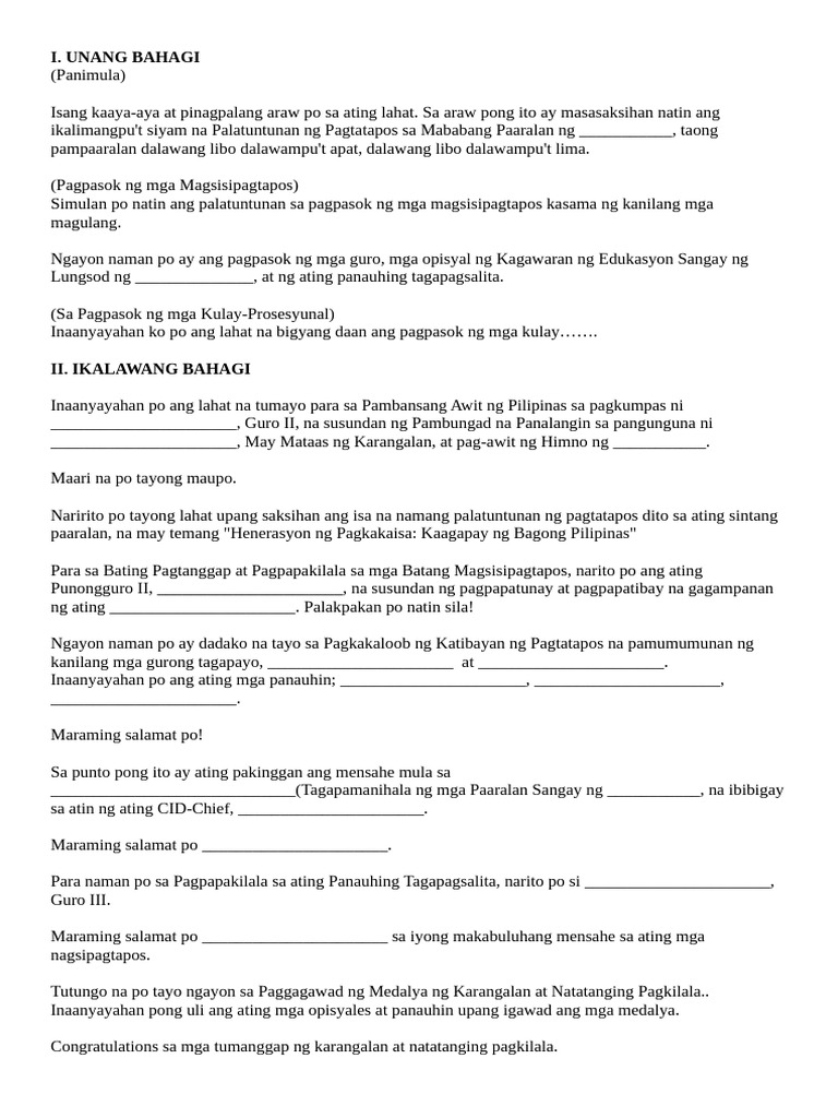 Graduation_Script_2025_TAGALOG | PDF