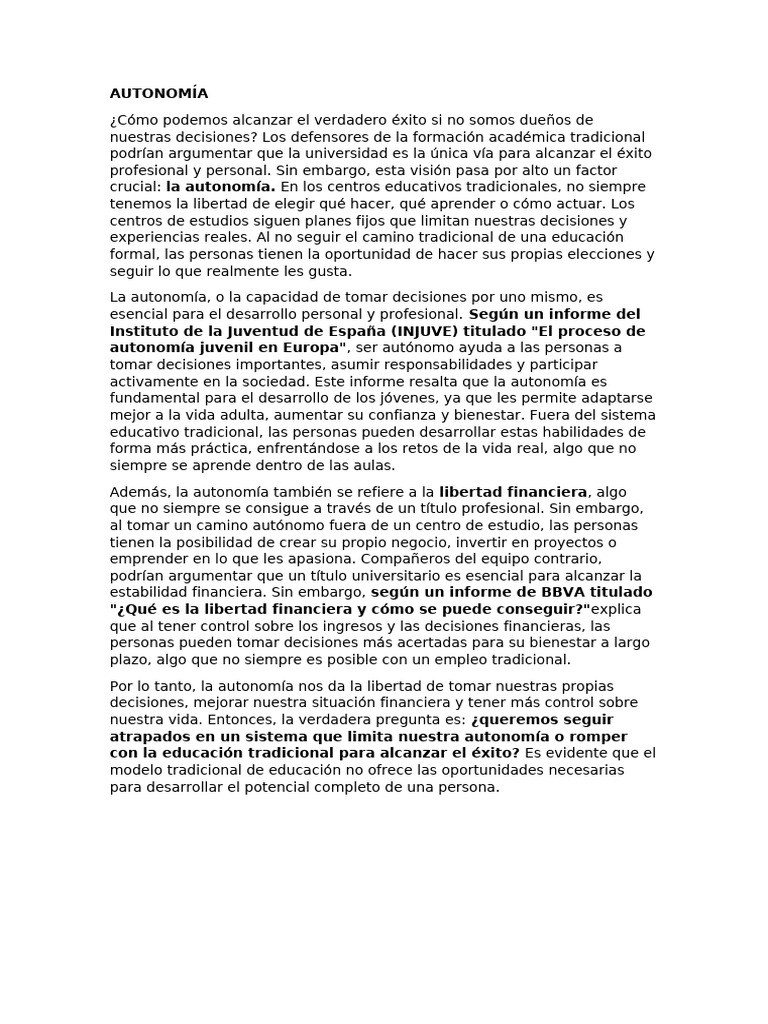 AUTONOMÍA | PDF | Autonomía