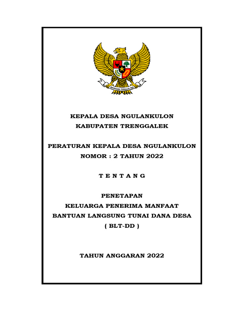Perkades Penetapan KPM BLT Desa 2022-Dikonversi | PDF